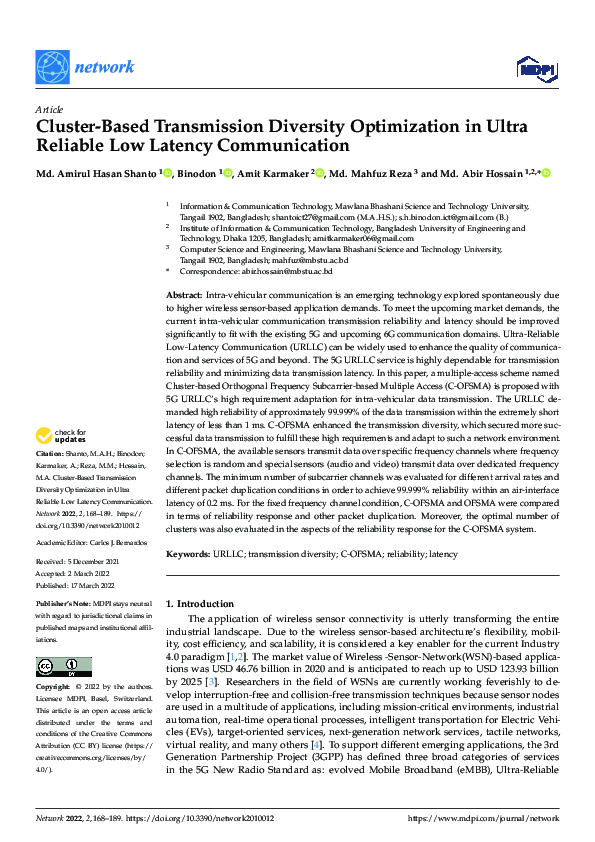 (PDF) Cluster-Based Transmission Diversity Optimization in Ultra Reliable Low Latency Communication