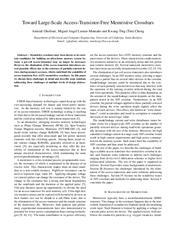 (PDF) Toward large-scale access-transistor-free memristive crossbars