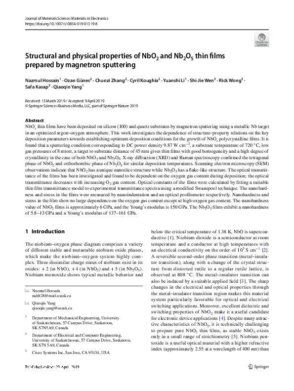(PDF) Structural and physical properties of NbO2 and Nb2O5 thin films ...