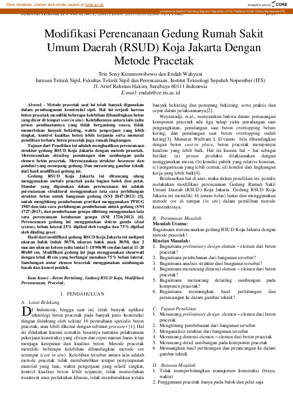 (PDF) Modifikasi Perencanaan Gedung Rumah Sakit Umum Daerah (RSUD) Koja ...