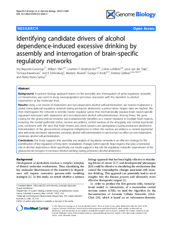 (PDF) Identifying candidate drivers of alcohol dependence-induced ...