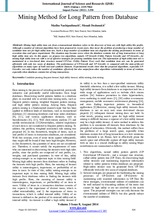 (PDF) Mining Method for Long Pattern from Database