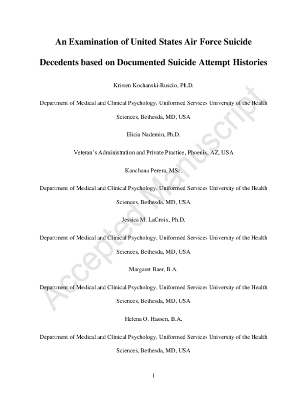 (PDF) An Examination of United States Air Force Suicide Decedents Based ...