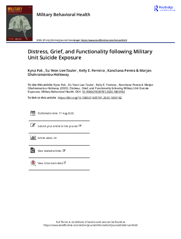 (PDF) Distress, Grief, and Functionality following Military Unit ...