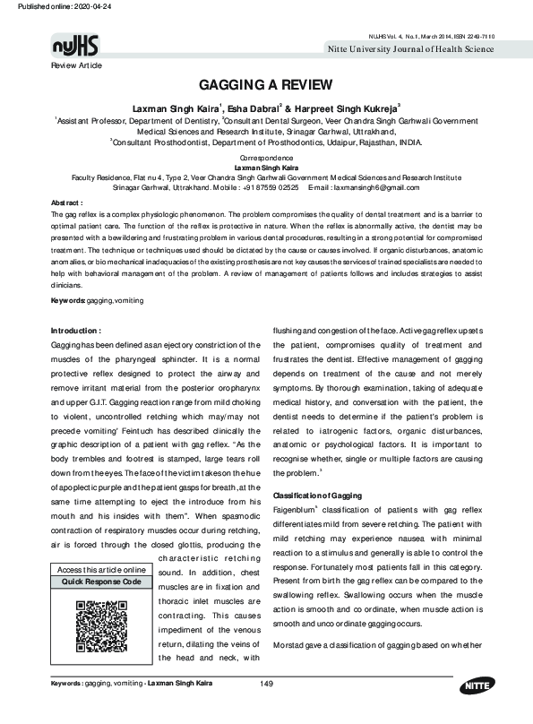 (PDF) Gagging a Review