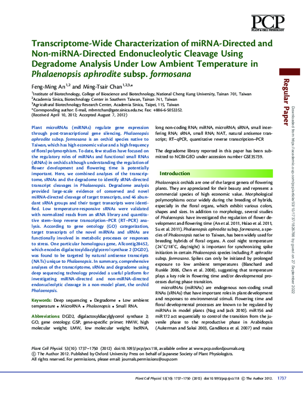 (PDF) Transcriptome-Wide Characterization of miRNA-Directed and Non ...