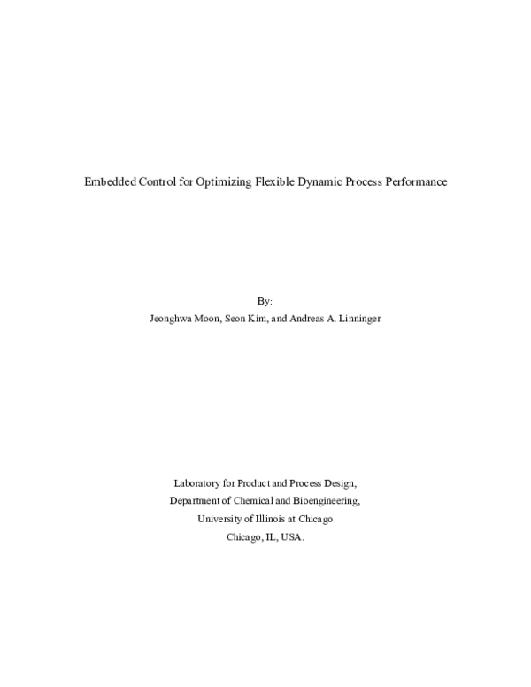 (PDF) Embedded Control for Optimizing Flexible Dynamic Process Performance