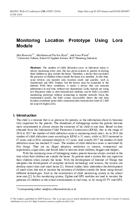 (PDF) Monitoring Location Prototype Using Lora Module