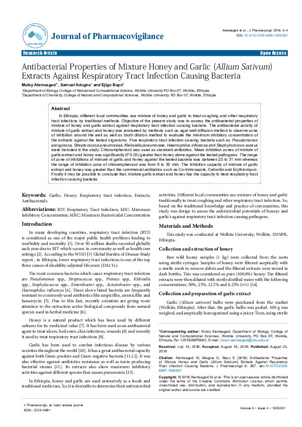 (PDF) Antibacterial Properties of Mixture Honey and Garlic (Allium ...