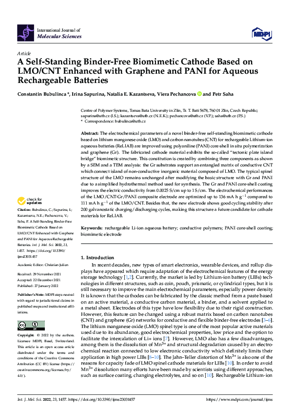 (PDF) A Self-Standing Binder-Free Biomimetic Cathode Based on LMO/CNT ...