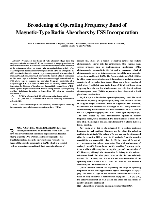 (PDF) Broadening of Operating Frequency Band of Magnetic-Type Radio ...