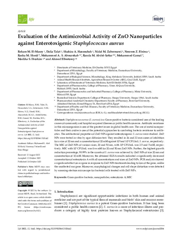 (PDF) Evaluation of the Antimicrobial Activity of ZnO Nanoparticles against Enterotoxigenic ...