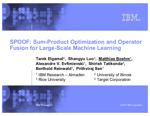 (PDF) SPOOF: Sum-Product Optimization and Operator Fusion for Large-Scale Machine Learning
