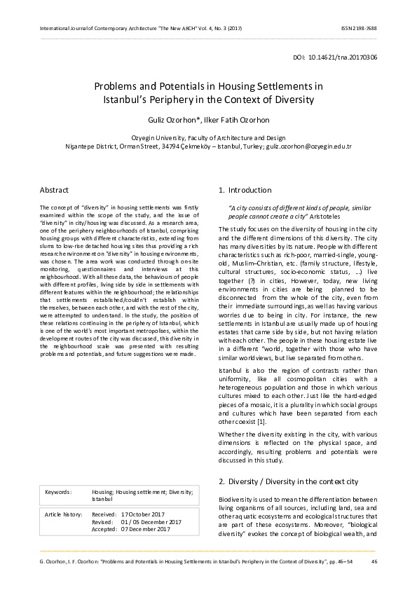 (PDF) Problems and Potentials in Housing Settlements in Istanbul's Periphery in the Context of ...
