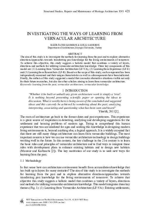 (PDF) Investigating the Ways of Learning from Vernacular Architecture