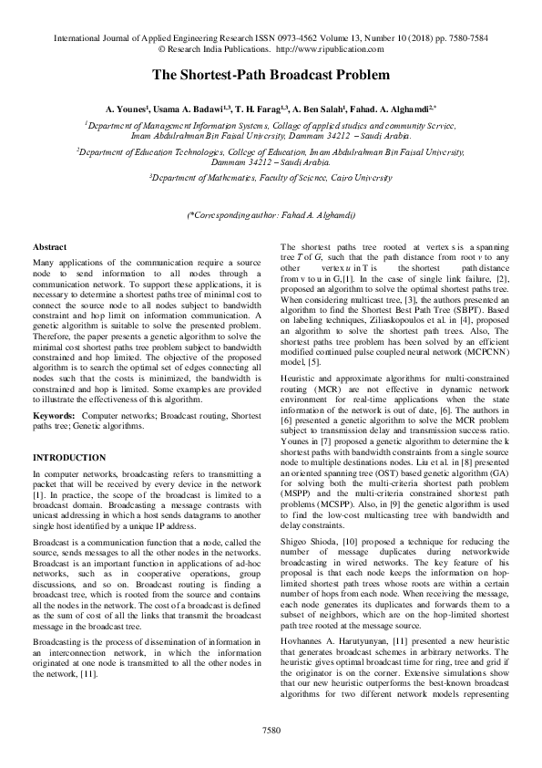 (PDF) The Shortest-Path Broadcast Problem