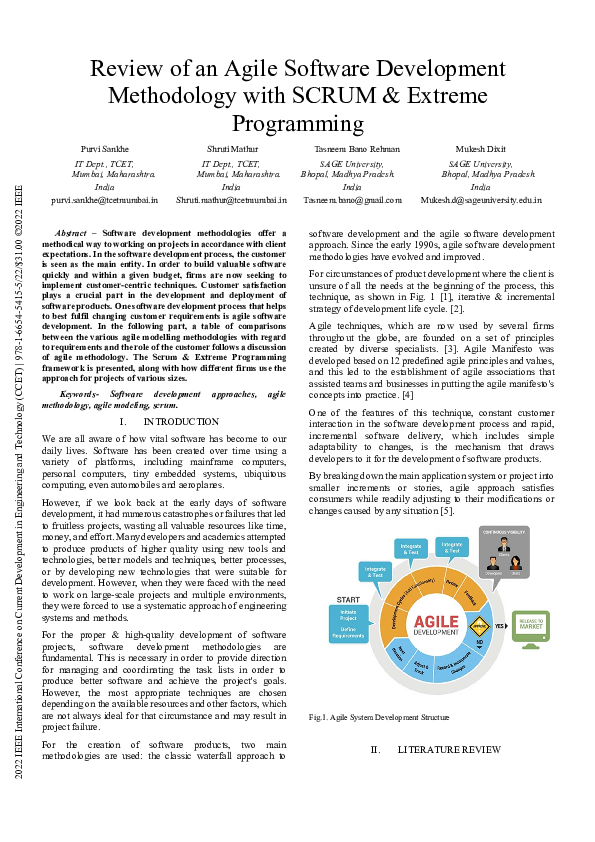 (PDF) Review of an Agile Software Development Methodology with SCRUM ...