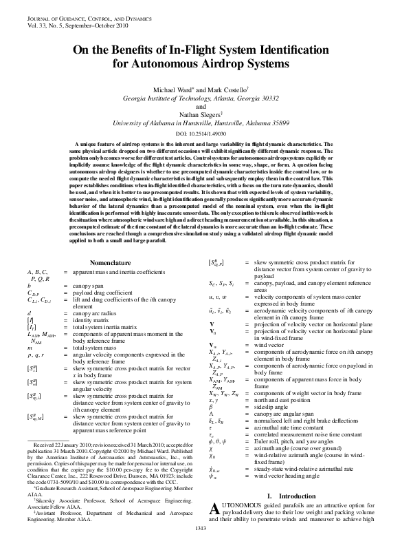(PDF) On the Benefit s of In-Flight System Identific ation for ...
