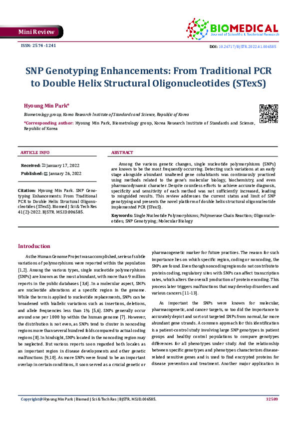 (PDF) SNP Genotyping Enhancements: From Traditional PCR to Double Helix Structural ...