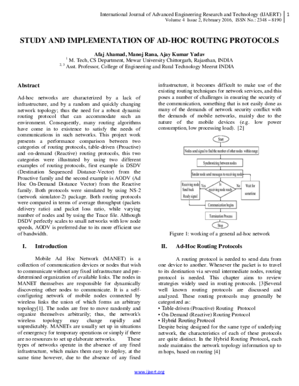 (PDF) Study and Implementation of Ad-Hoc Routing Protocols