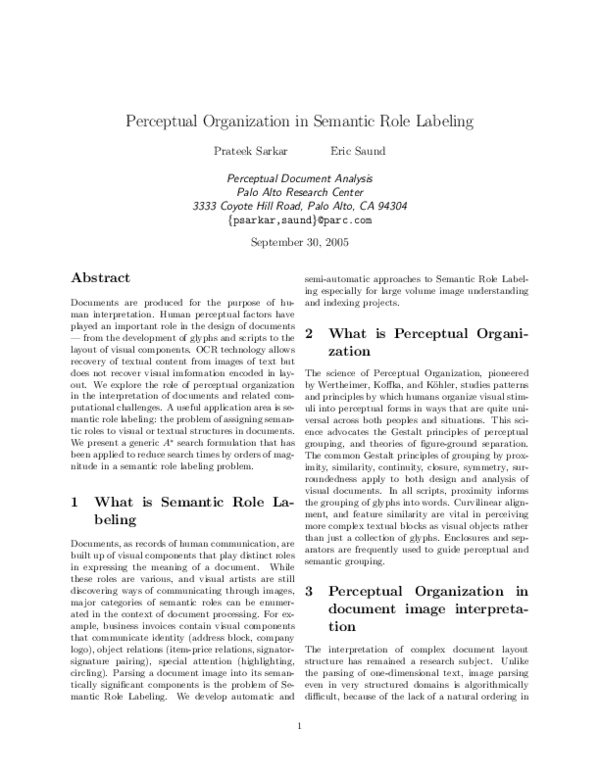 (PDF) Perceptual organization in semantic role labeling