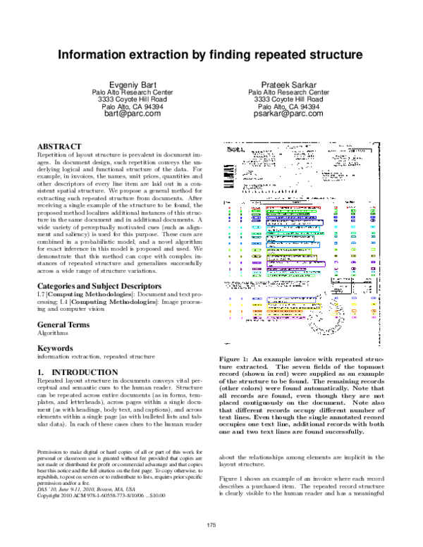 (PDF) Information extraction by finding repeated structure