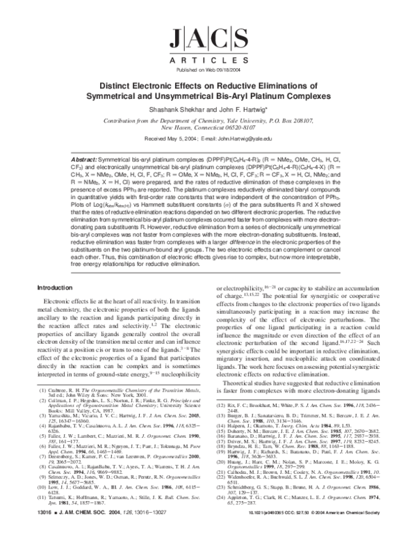 (PDF) Distinct Electronic Effects on Reductive Eliminations of ...