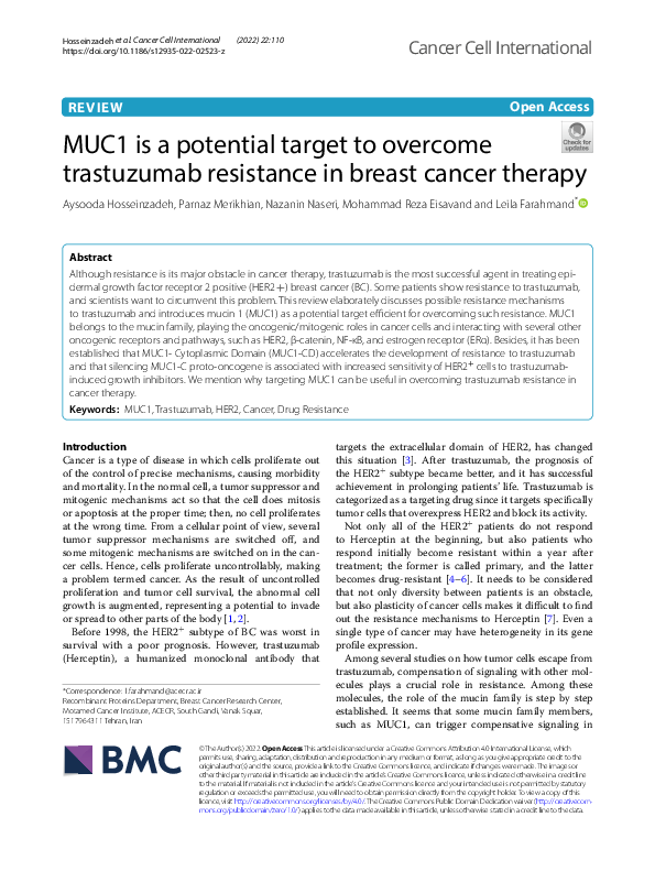(PDF) MUC1 is a potential target to overcome trastuzumab resistance in ...