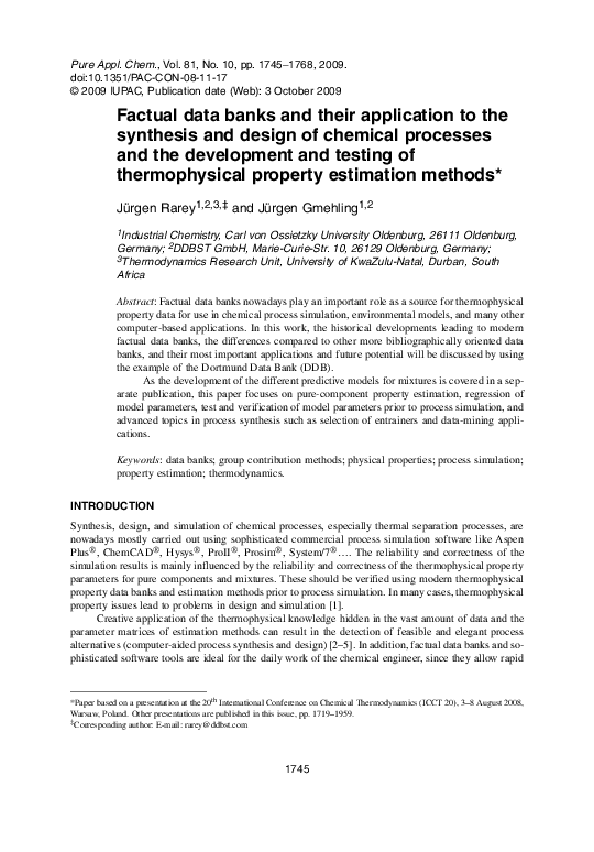 (PDF) Factual data banks and their application to the synthesis and ...