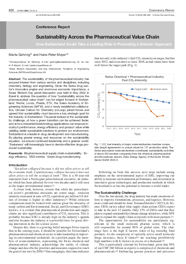 (PDF) Swiss Biotech Day, May 2022. Sustainability Across the ...