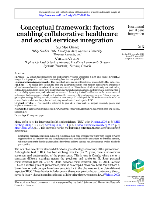 (PDF) Conceptual framework: factors enabling collaborative healthcare ...