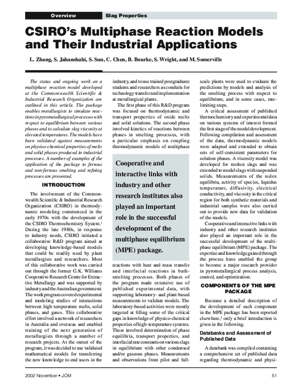 (PDF) CSIRO’s multiphase reaction models and their industrial applications