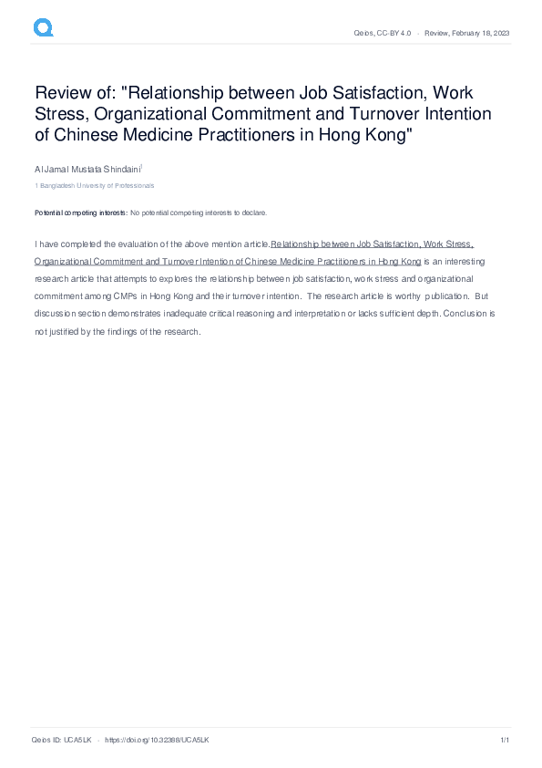 (PDF) Review of: "Relationship between Job Satisfaction, Work Stress, Organizational Commitment ...