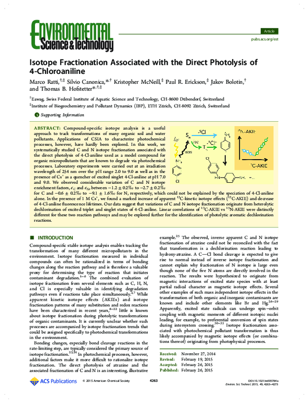 (PDF) Isotope Fractionation Associated with the Direct Photolysis of 4 ...