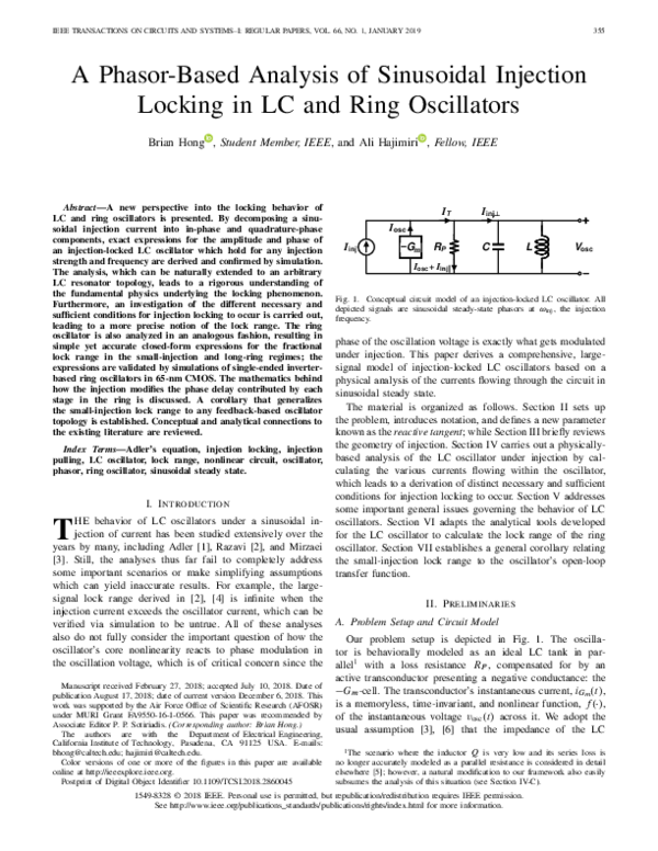 (PDF) A Phasor-Based Analysis of Sinusoidal Injection Locking in LC and ...