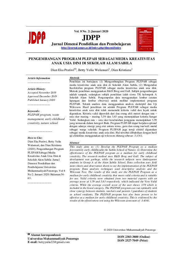(PDF) Pengembangan Program Plepah Sebagai Media Kreativitas Anak Usia ...