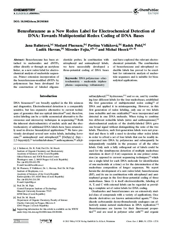 (PDF) Benzofurazane as a New Redox Label for Electrochemical Detection ...