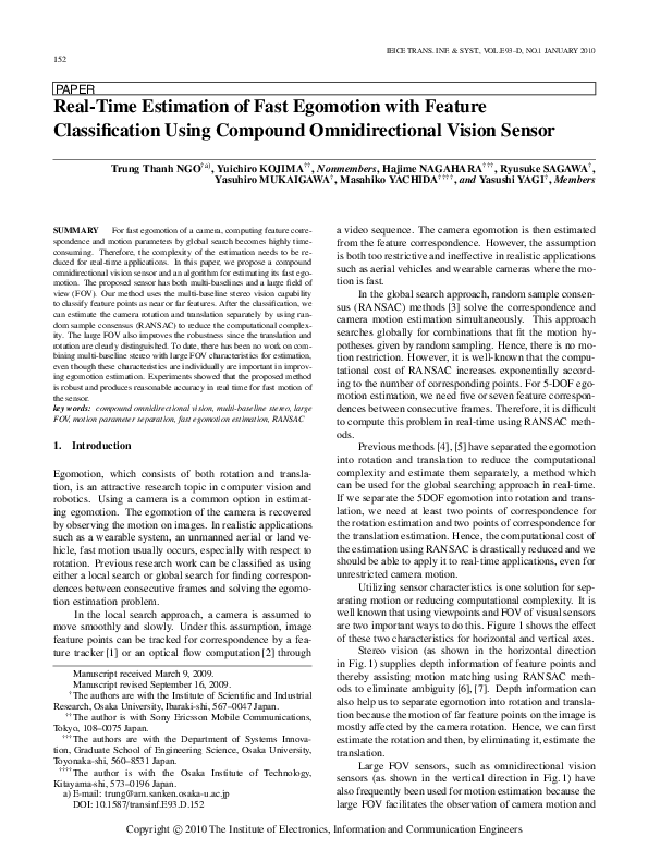 Pdf Real Time Estimation Of Fast Egomotion With Feature Classification Using Compound