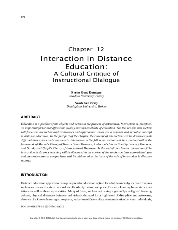 (PDF) Interaction in Distance Education