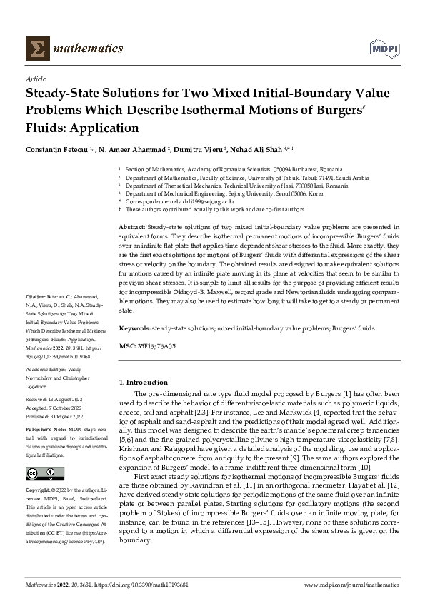 (PDF) Steady-State Solutions for Two Mixed Initial-Boundary Value Problems Which Describe ...