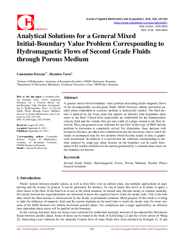 (PDF) Analytical Solutions for a General Mixed Initial-Boundary Value Problem Corresponding to ...