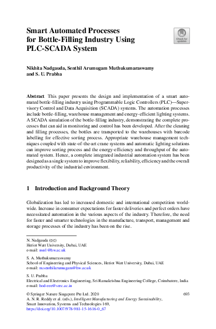 (PDF) Smart Automated Processes for Bottle-Filling Industry Using PLC-SCADA System