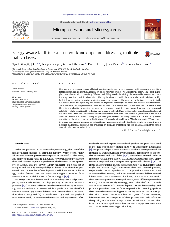 (PDF) Energy-aware fault-tolerant network-on-chips for addressing multiple traffic classes