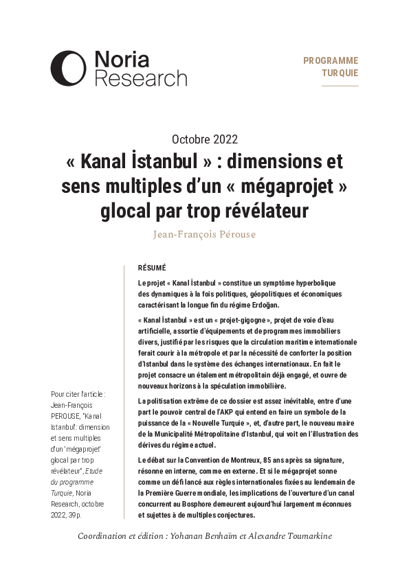 (PDF) « Kanal İstanbul » : dimensions et sens multiples d’un « mégaprojet