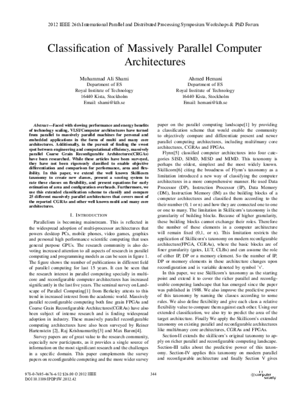 (PDF) Classification of Massively Parallel Computer Architectures