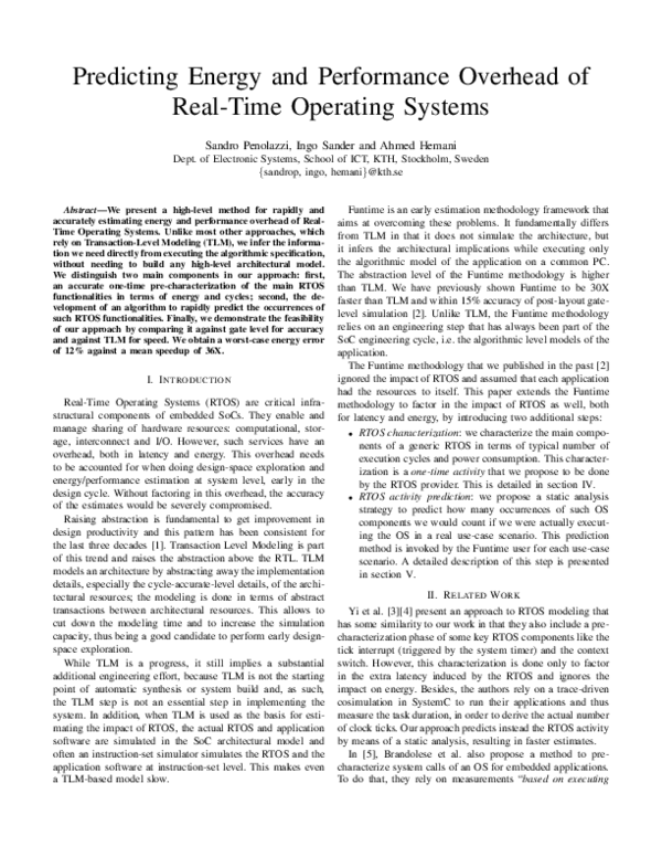 (PDF) Predicting energy and performance overhead of Real-Time Operating ...