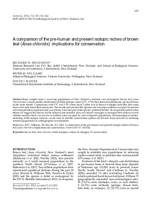 (PDF) A comparison of the pre-human and present isotopic niches of ...