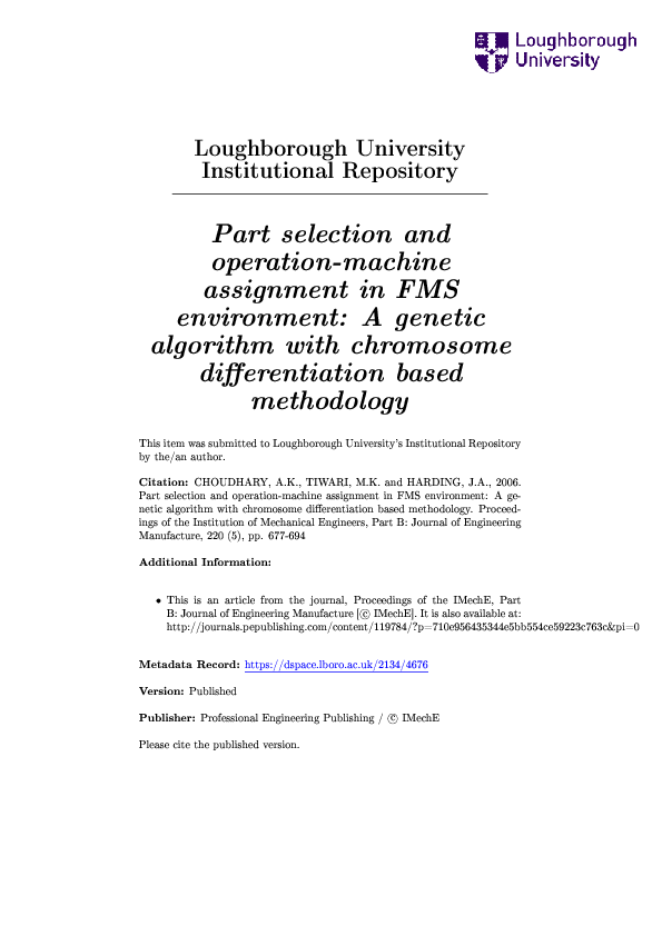 (PDF) Part Selection and Operation-Machine Assignment in a Flexible Manufacturing System ...