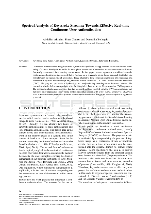 (PDF) Spectral Analysis of Keystroke Streams: Towards Effective Real-time Continuous User ...
