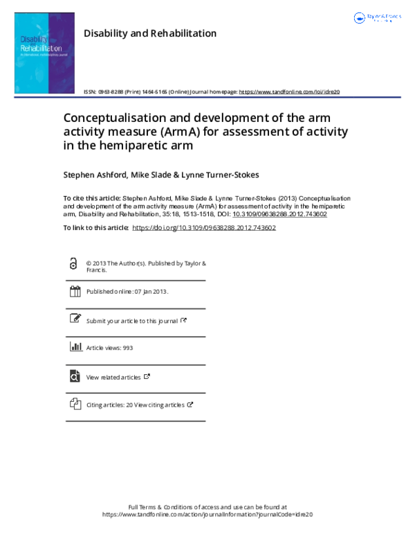 (PDF) Conceptualisation and development of the arm activity measure ...